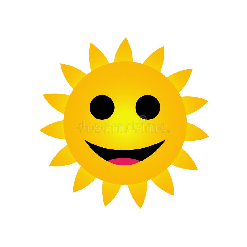 Bright yellow sun smiling stock illustration. Illustration of happiness ...