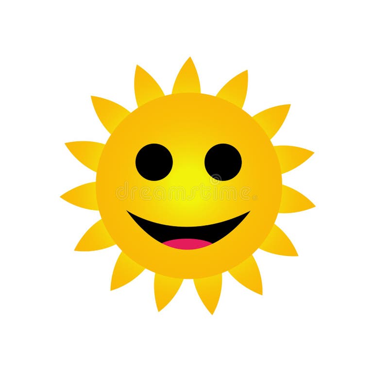 Bright yellow sun smiling stock illustration. Illustration of happiness ...