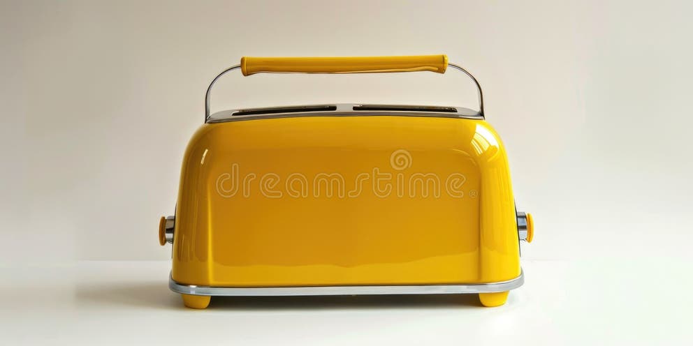 A Bright Yellow Toaster Sitting on a Clean White Surface, Ready for Use ...