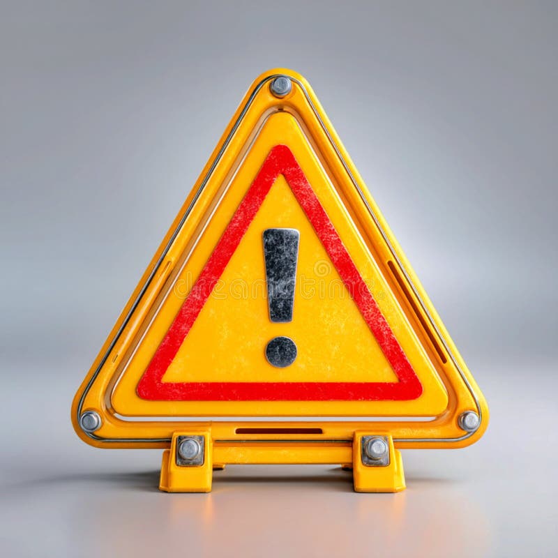 A Yellow Triangular Warning Sign with Red Border and Exclamation Stock ...