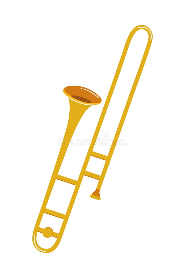 Bright Yellow Trombone Resting Against a White Background in a Creative ...