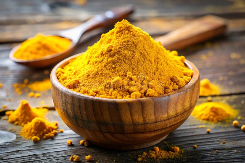 Bright Yellow Turmeric Powder Stock Illustration - Illustration of food ...