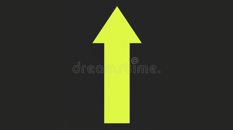 Bright Yellow Up Arrow Sign on Black Background Simple Graphic Design ...