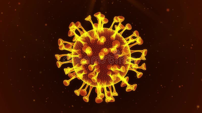 Bright Yellow Virus Cells Float on a Black Space Background. Abstract ...