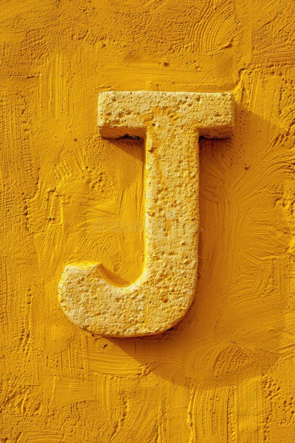 A Bright Yellow Wall with the Letter J Painted on it in Bold, Black ...