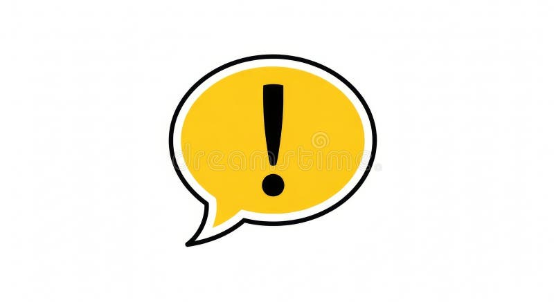Bright Yellow Warning Exclamation Point in Speech Bubble Stock ...