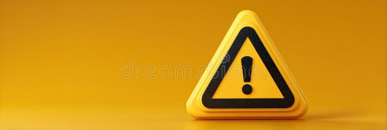 Warning Sign in Yellow with Exclamation Mark on Solid Background for ...