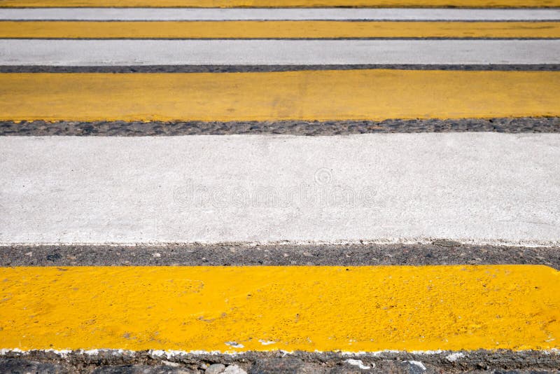 Bright Yellow and White Stripes of Zebra Crossing Stock Image - Image ...