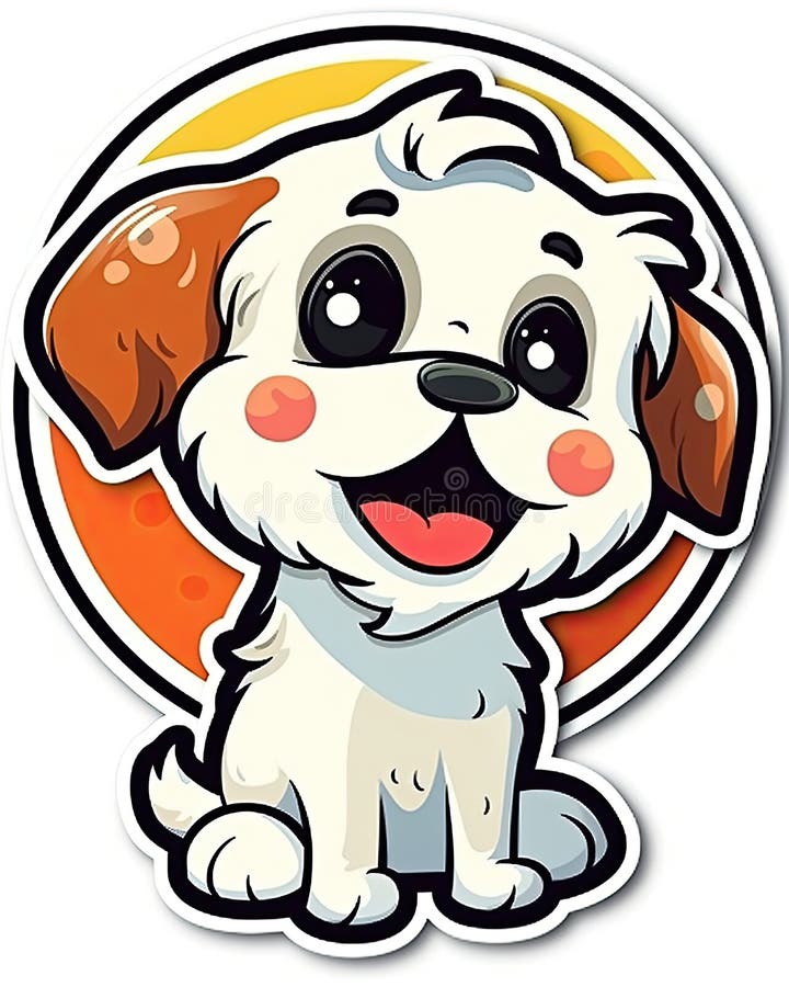 Adorable Cartoon Dog Sticker - a Playful Canine Companion Stock ...