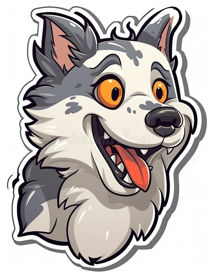 Sticker of a Cute and Happy Dog, Sticker in Cartoon Style, White ...