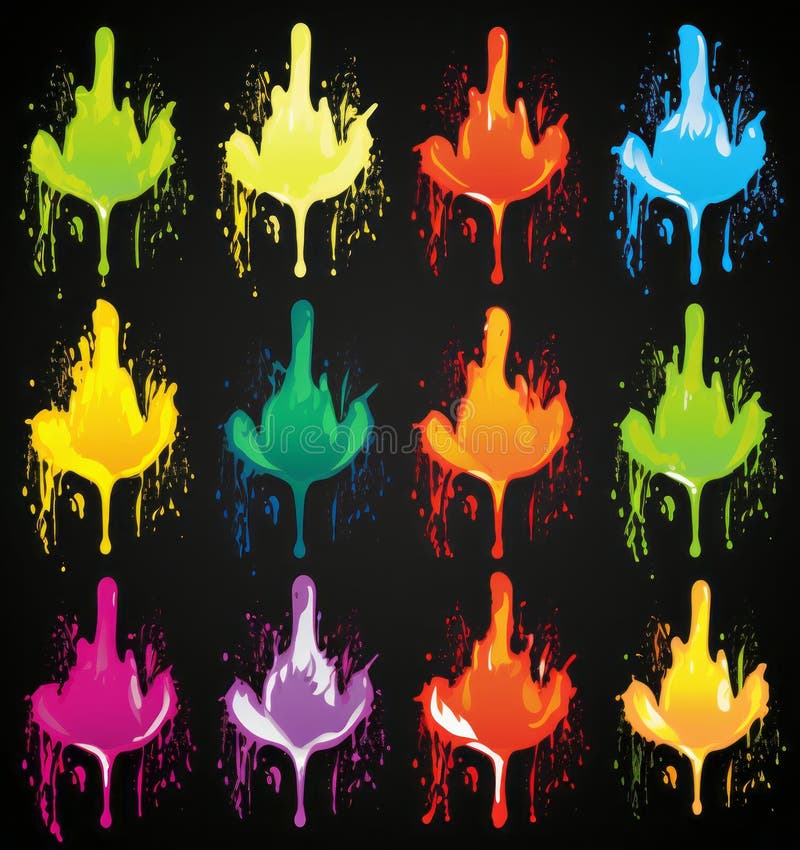Brighten Your Projects with Rainbow Ink Splashes Icon Set Stock ...