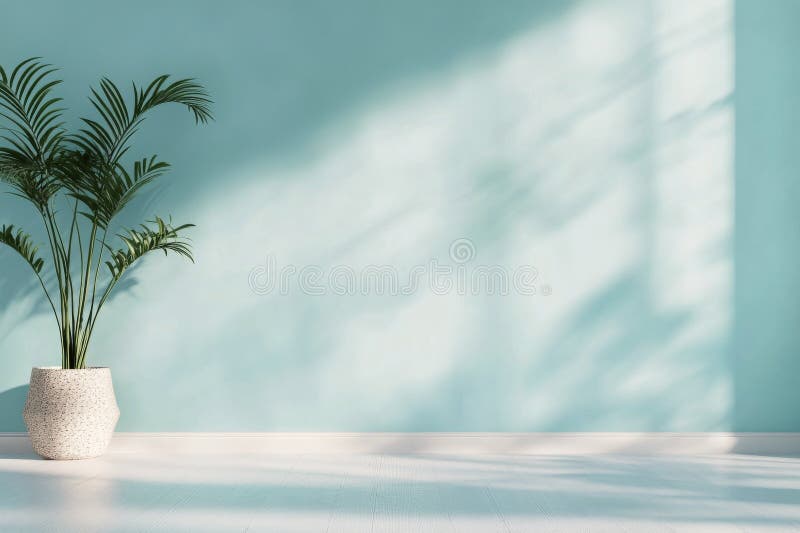 Brightened Interior with Turquoise Walls and Sunlight Streaming through ...