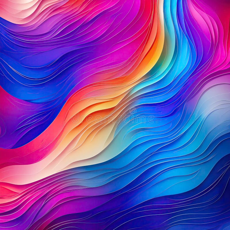 Brightly Colored Abstract Background, Wave Lines in Gradient Fill Stock ...