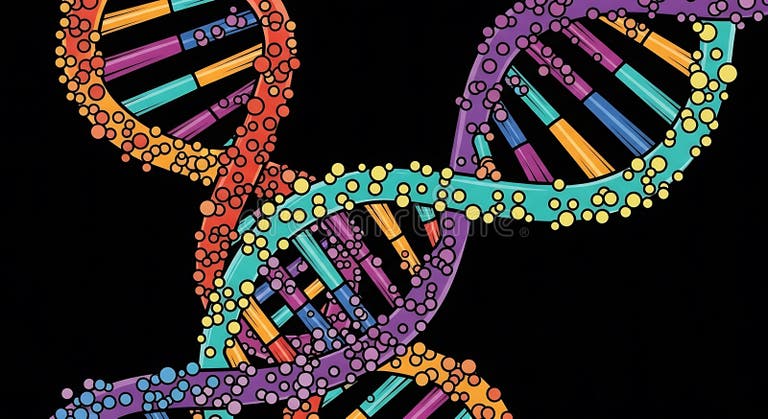 Brightly Colored Abstract Representation of DNA Double Helix Structures ...