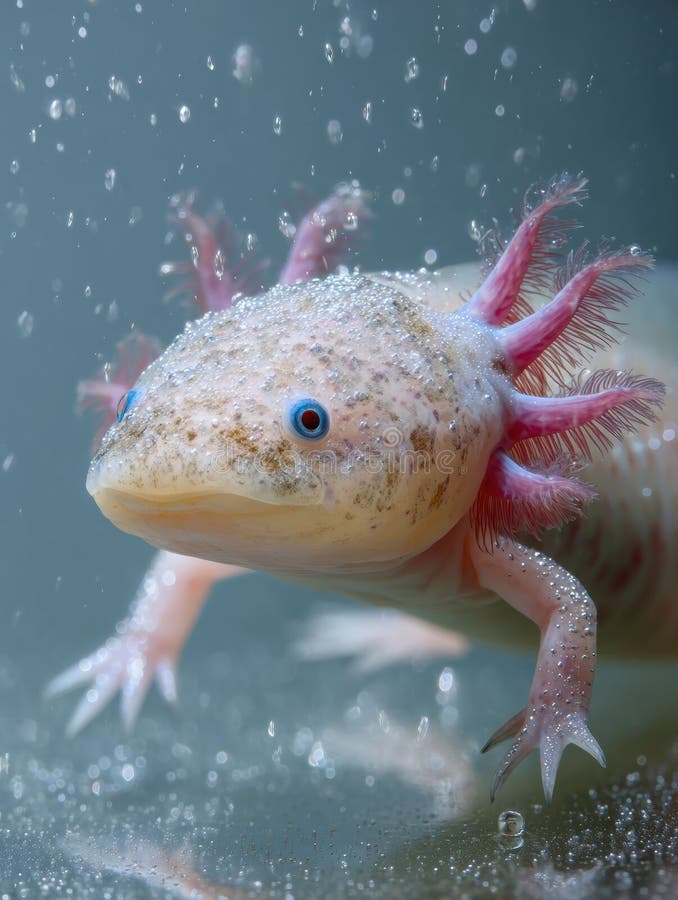 Colorful Axolotl Swimming Gracefully in a Clean Aquatic Environment ...