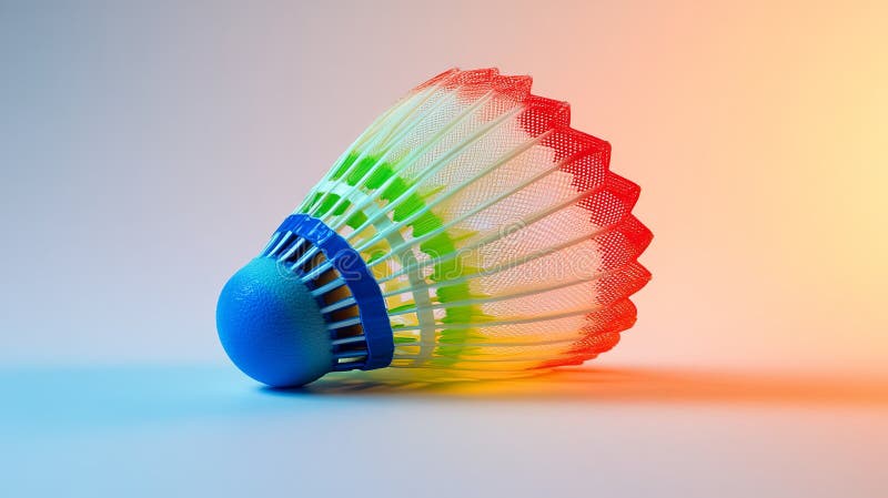 A Brightly Colored Badminton Shuttlecock Resting on a Neutral Surface ...