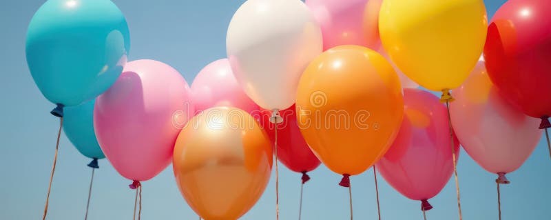 Brightly Colored Balloons Float, Festive Birthday Setup, Decorations ...
