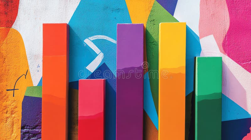 Colorful Bar Graph on Vibrant Graffiti Wall Background Stock ...