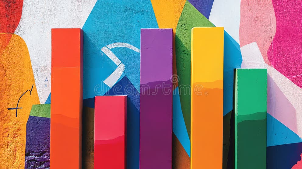 Colorful Bar Graph on Vibrant Graffiti Wall Background Stock ...