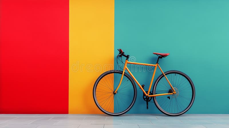 Brightly Colored Bicycle Against Vibrant Wall in Urban Setting Stock ...
