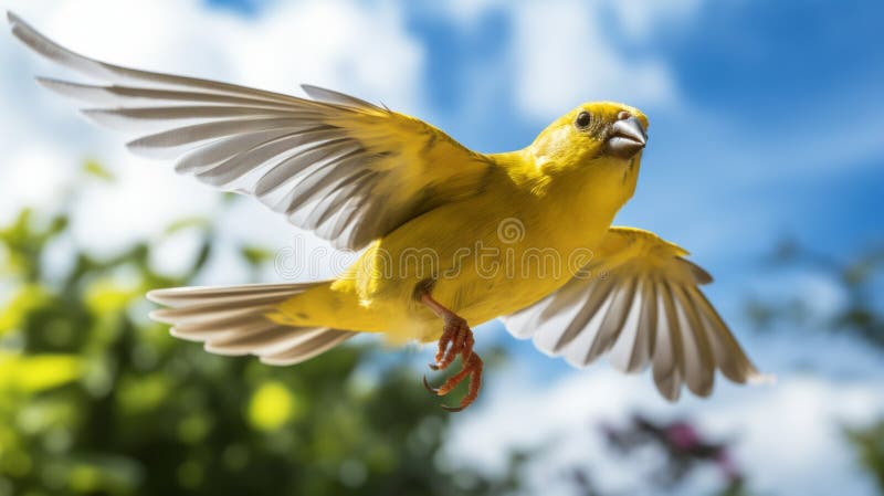 Hyperrealistic Yellow Bird in the Sky: a Stunning Cinematic Rendering ...