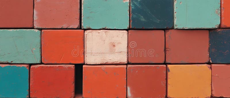 Brightly Colored Brick Texture Showcasing Vibrant Hues and Flat Shading ...