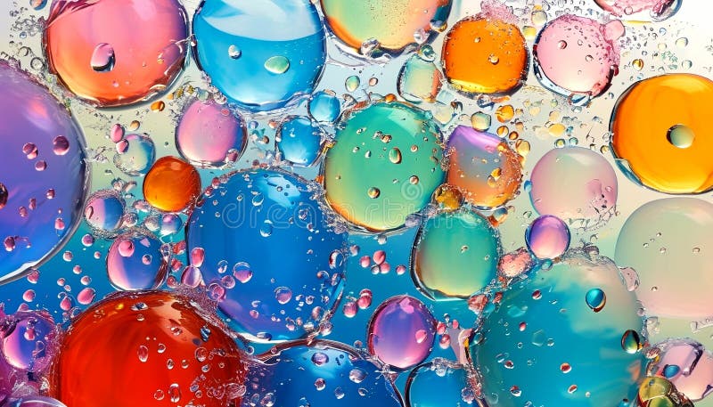Brightly Colored Bubbles Float in a Liquid, Creating a Mesmerizing ...