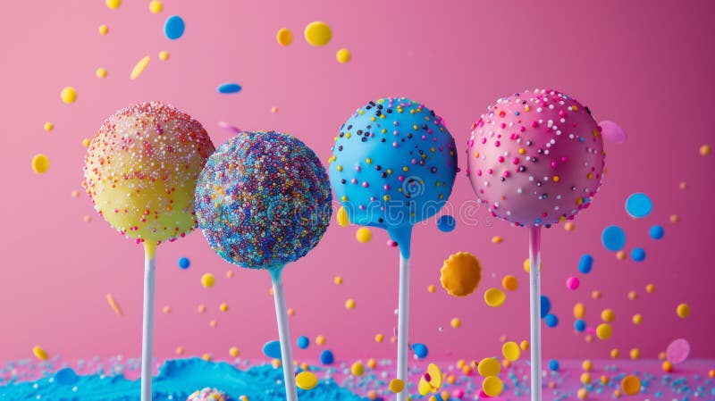 Brightly Colored Cake Pops on a Colorful Background Stock Photo - Image ...
