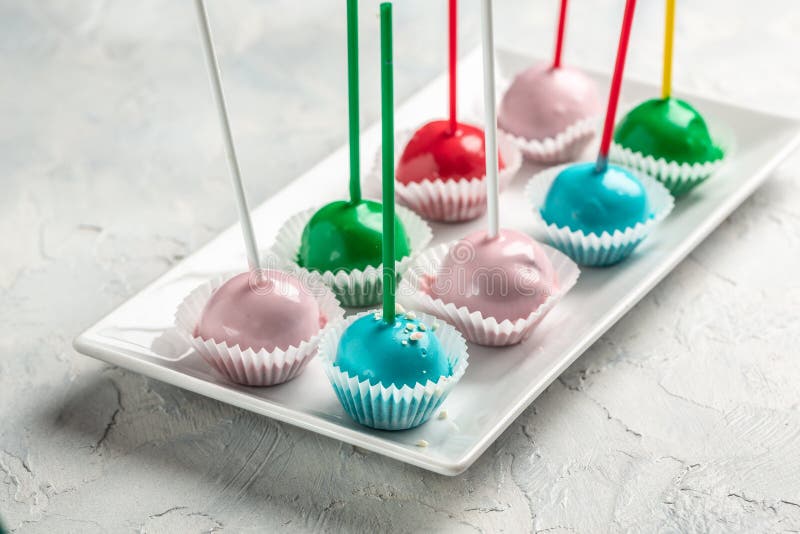 Brightly Colored Cake Pops on a White Plate, Catering Banner, Menu ...