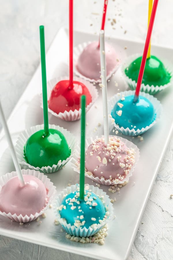 Brightly Colored Cake Pops on a White Plate, Catering Banner, Menu ...
