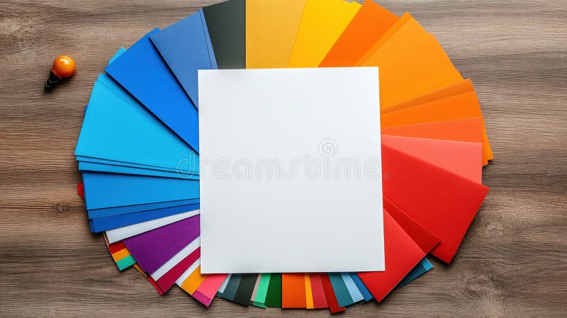 Brightly Colored Cardstock Sheets Arranged in Circular Pattern with ...