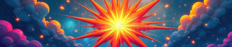 Brightly Colored Cartoon Explosion Shape, Starburst Style, Retro ...