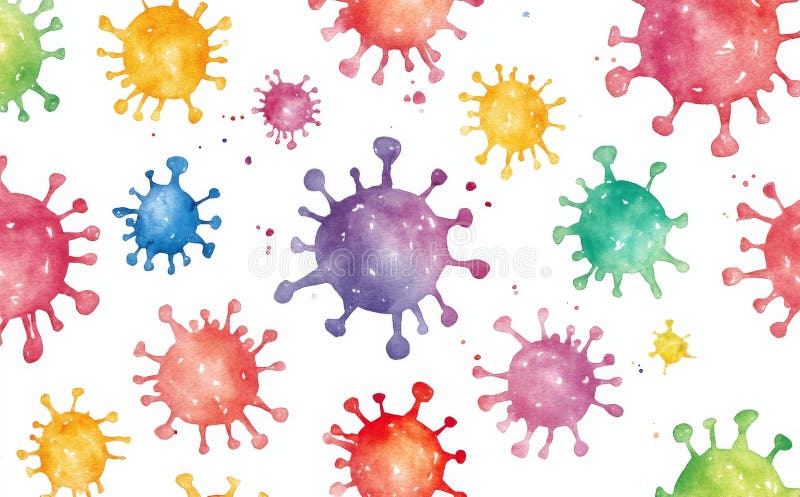 Brightly Colored Cartoon Viruses with Expressive Faces in a Range of ...