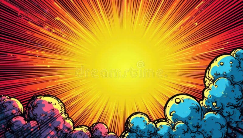 Brightly Colored Comic Book Panel with Bold Lines and Textures, Graphic ...