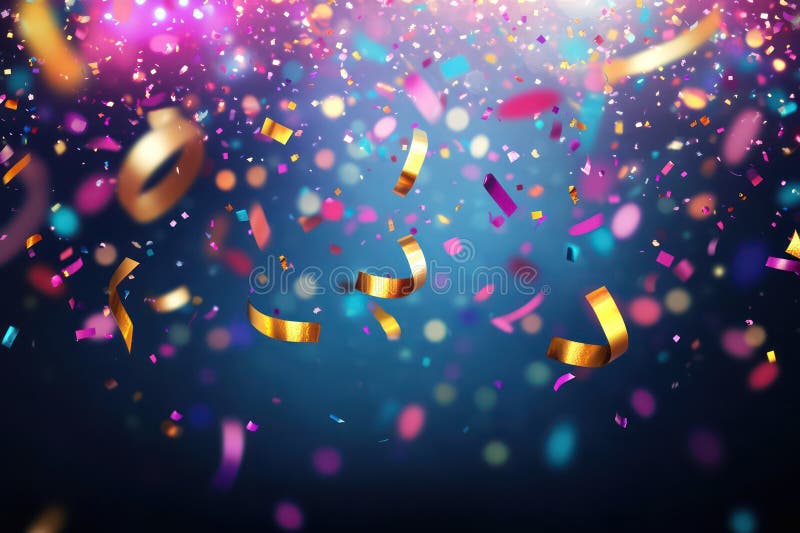Vibrant Celebration Confetti Falling on Dark Background Stock Image ...