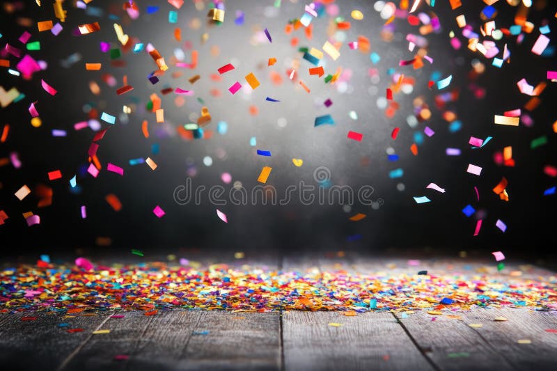 Vibrant Celebration Confetti Falling on Dark Background Stock Photo ...