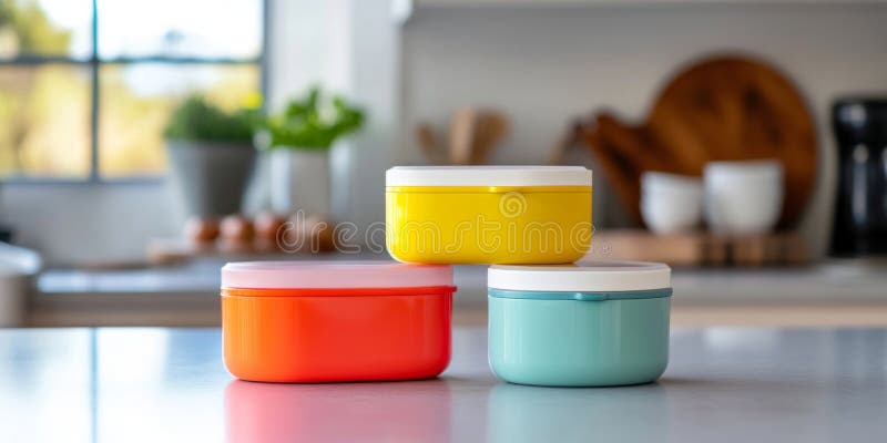Brightly Colored Containers in a Modern Kitchen Setting. these Storage ...