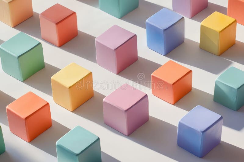 Brightly Colored Cubes with a Matte Finish Placed Neatly on a Light ...