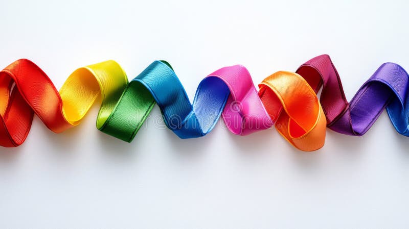 Brightly Colored Curled Ribbon Forming an Abstract Shape on a White ...