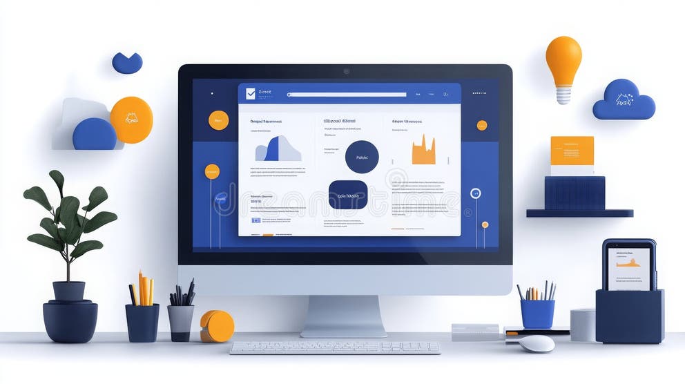 Brightly Colored Custom Onboarding Platform on a Sleek, Creative Desk ...