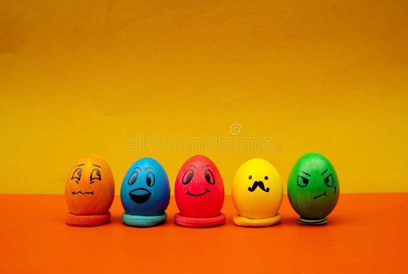 Brightly Colored Emoji Eggs Lined Up for a Cheerful and Playful Easter ...
