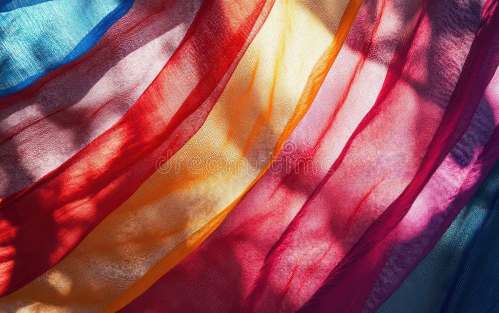 Brightly Colored Fabric Hangs on a Clothesline Under the Sun ...