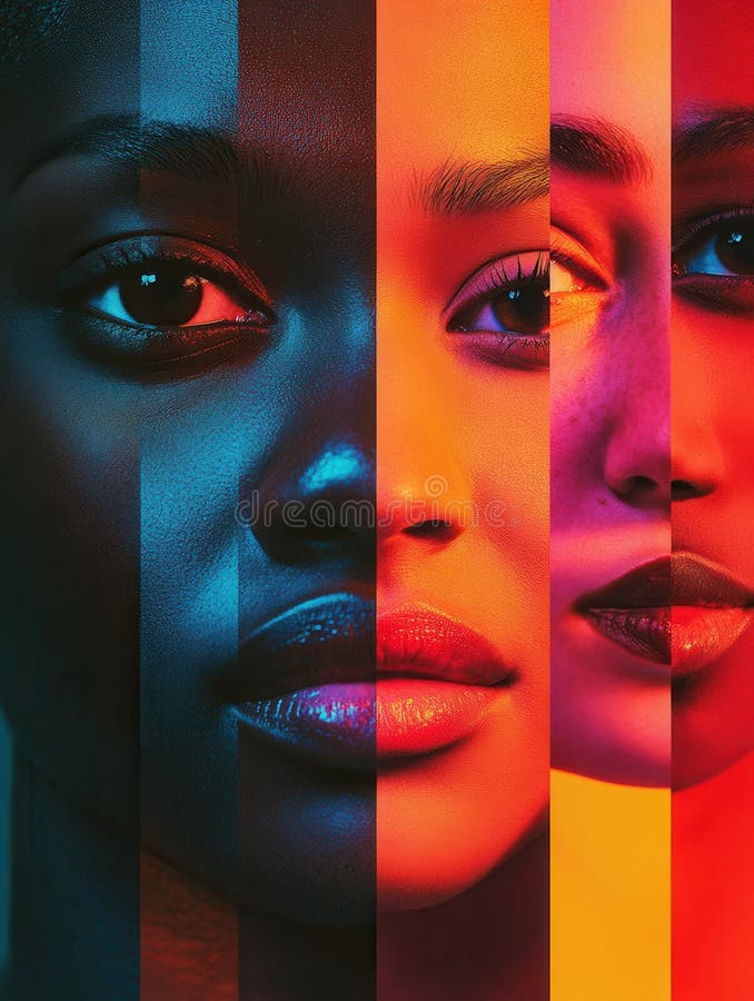 Brightly Colored Faces are Separated by a Division, Symbolizing the ...