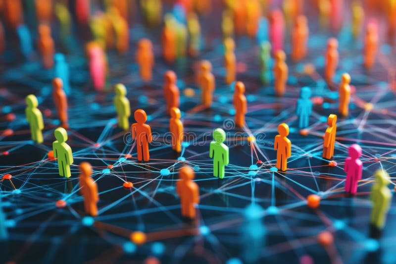 Colorful Figures on Digital Network Represent Diverse Customer Insights ...