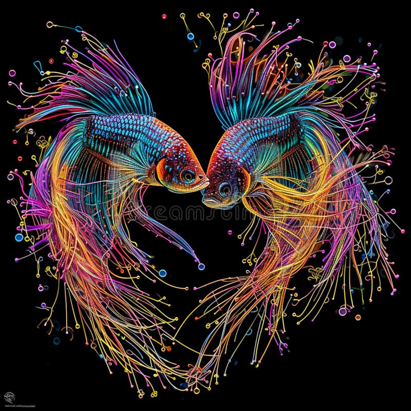 A Brightly Colored Fish with a Heart Shape Made of Bubbles Stock ...