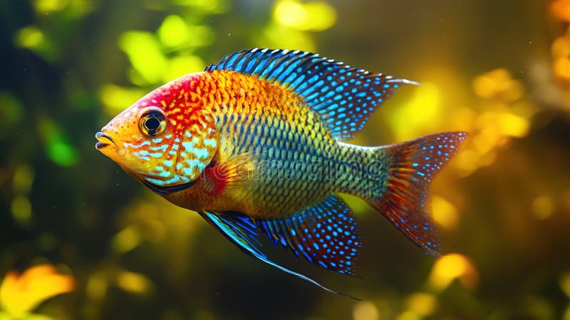 Brightly Colored Fish in Tropical Aquarium Setting Stock Image - Image ...