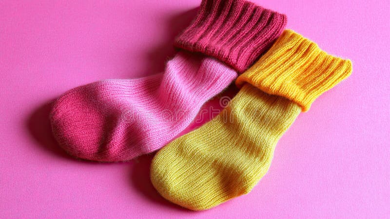 Brightly Colored Folded Socks Display Intricate Texture on Smooth ...