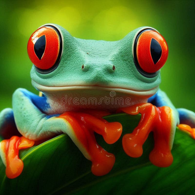 Brightly Colored Frog in Nature Stock Illustration - Illustration of ...