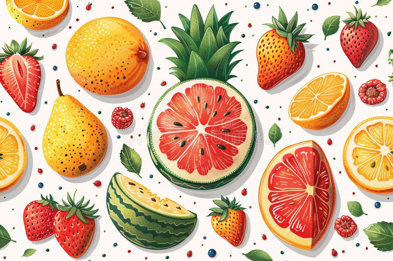 Brightly Colored Fruit Pattern Background. Stock Illustration ...