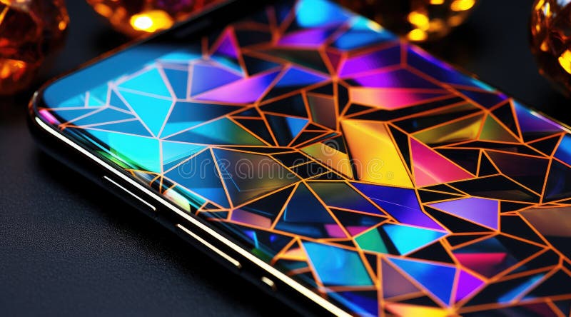 Brightly Colored Geometric Pattern Phone Wallpaper Stock Illustration ...